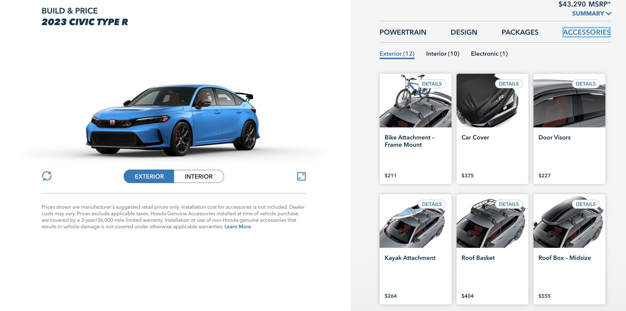 Online Build & Price Configurator is live for 2023 Civic Type R ...